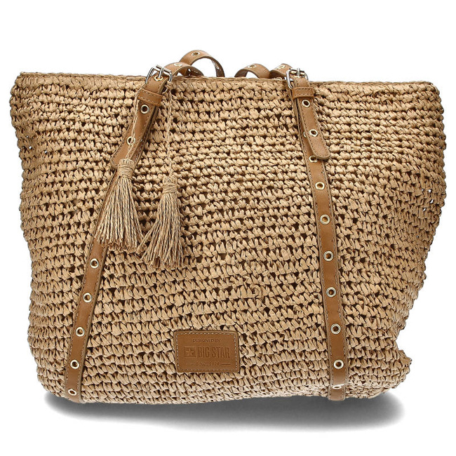 Beige Tasche Big Star Geflochtene Damen Handtasche Boho | ARMODO.de