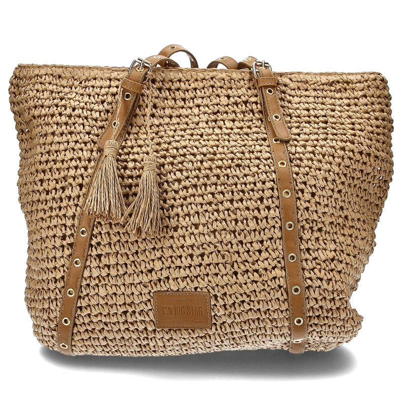 Beige Tasche Big Star Geflochtene Damen Handtasche Boho | ARMODO.de